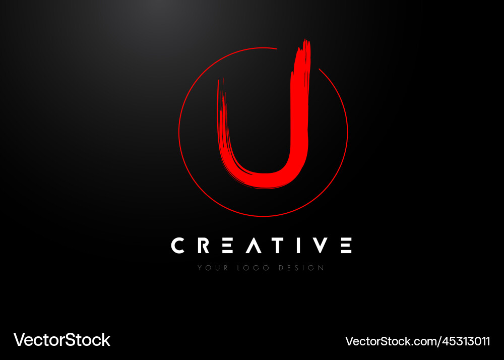 Red u brush letter logo design artistic Royalty Free Vector