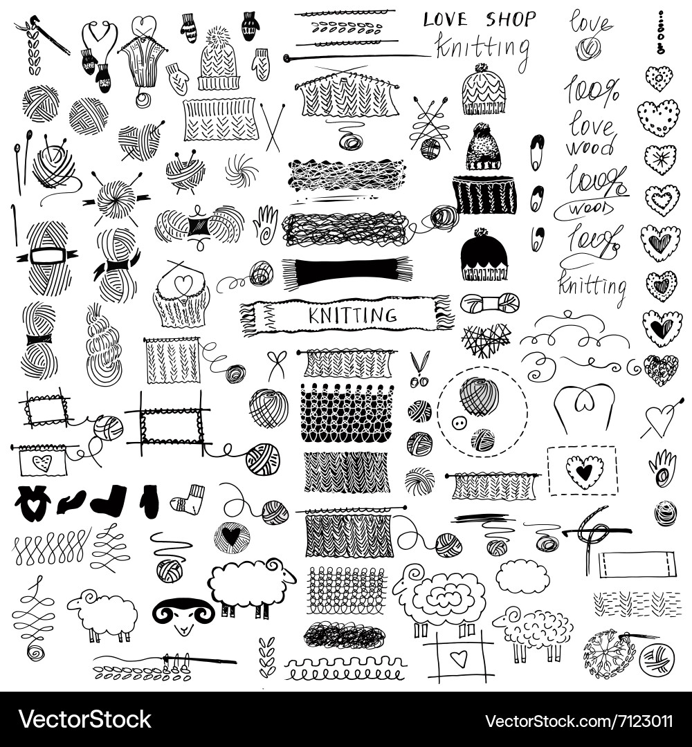 Set of knitting and crafts Royalty Free Vector Image