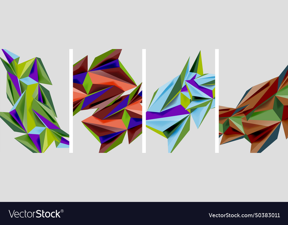 Set of mosaic triangle pattern abstract posters Vector Image