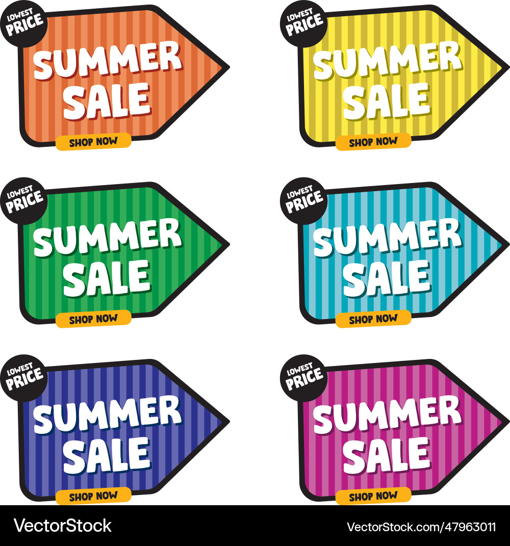 Set summer sale banners discount tags design Vector Image