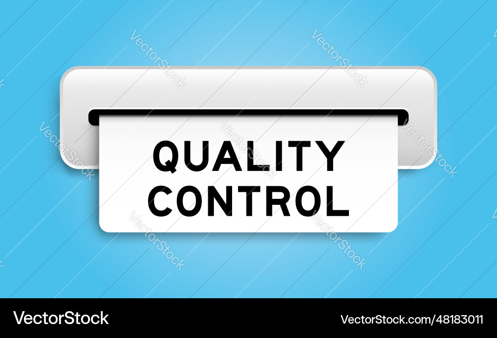 White coupon banner with word quality control Vector Image