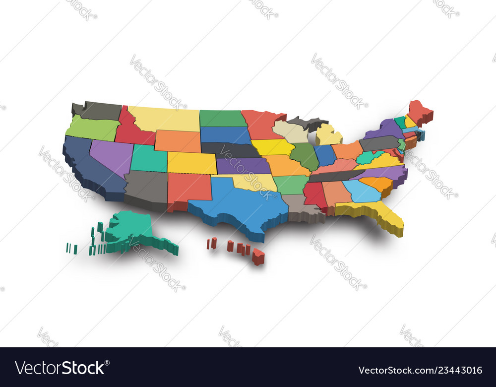 3d map of united state of america Royalty Free Vector Image