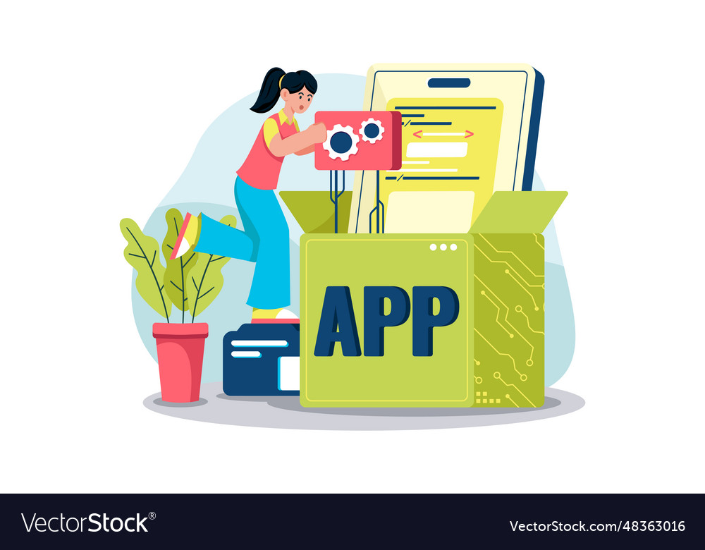 App development concept on white background Vector Image