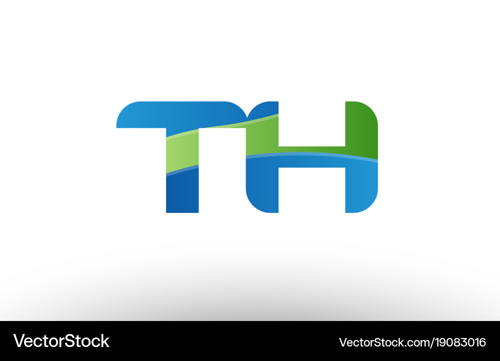 Blue green th t h alphabet letter logo Royalty Free Vector