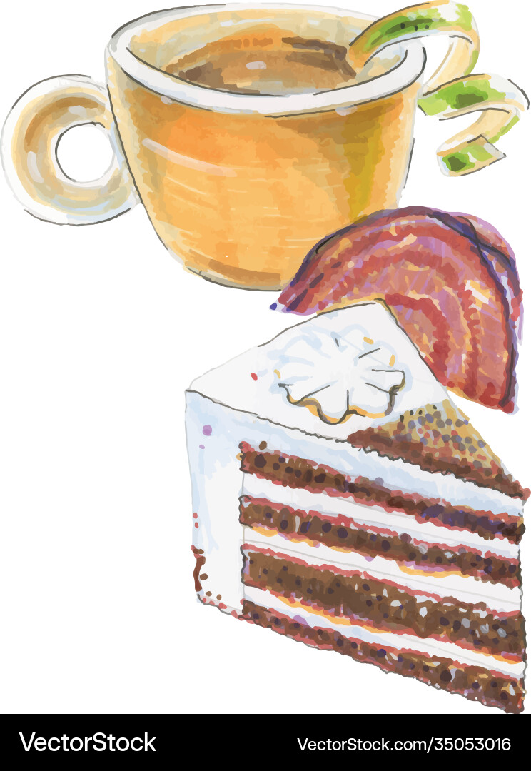 Coffee espresso romano red velvet cake Royalty Free Vector