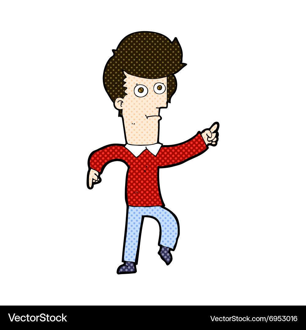 Comic cartoon man pointing Royalty Free Vector Image