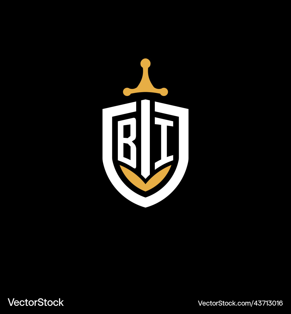 Creative letter bi logo gaming esport with shield Vector Image
