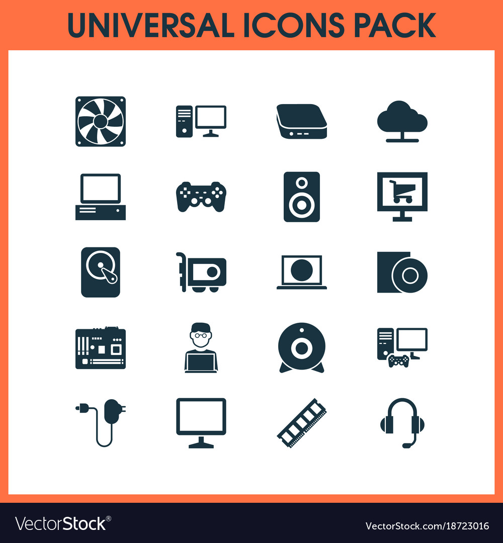 Device icons set with programmer desktop Vector Image