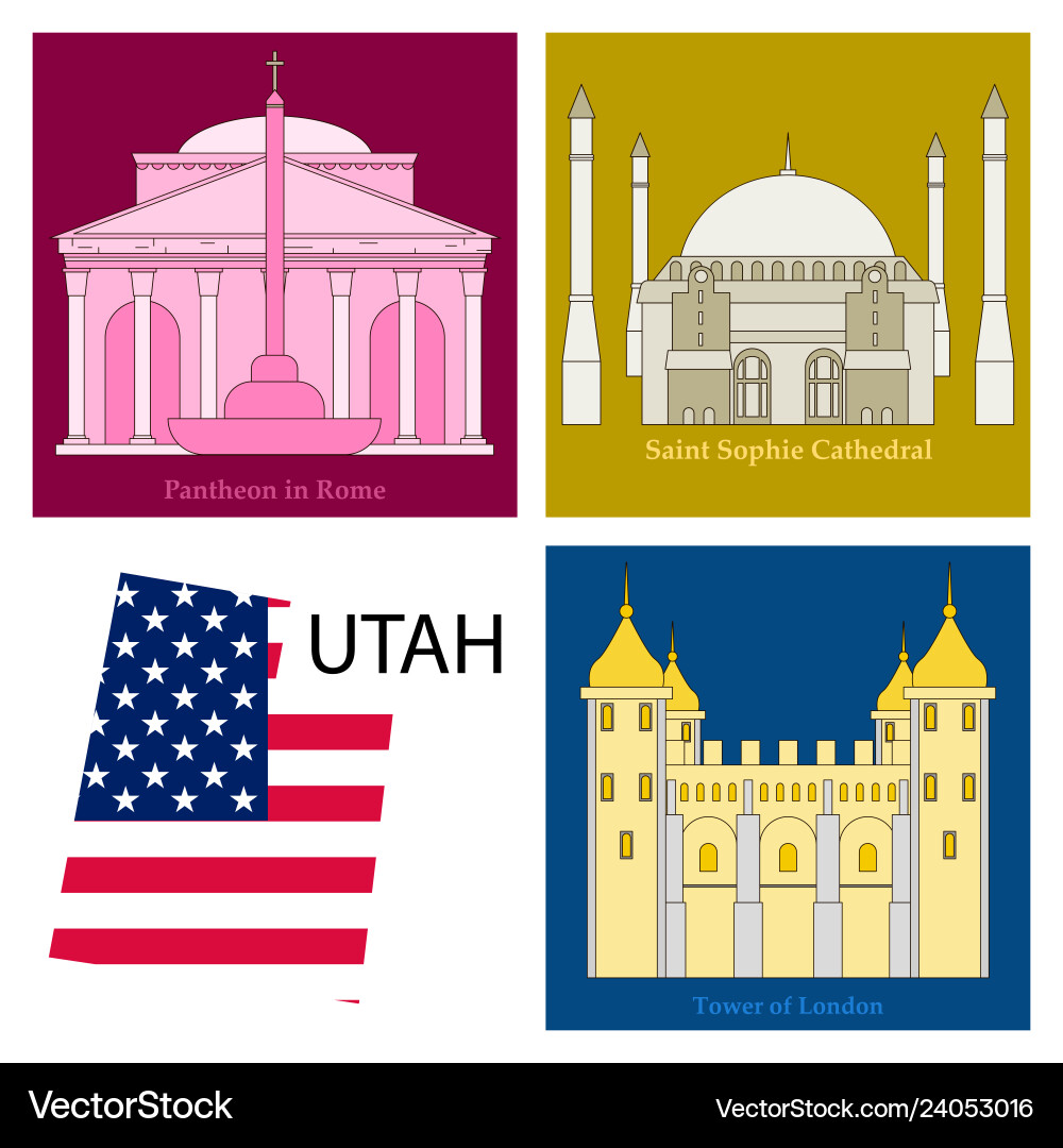 Famous place and monument around world Royalty Free Vector