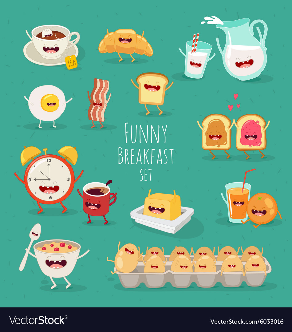 Funny breakfast set Royalty Free Vector Image - VectorStock