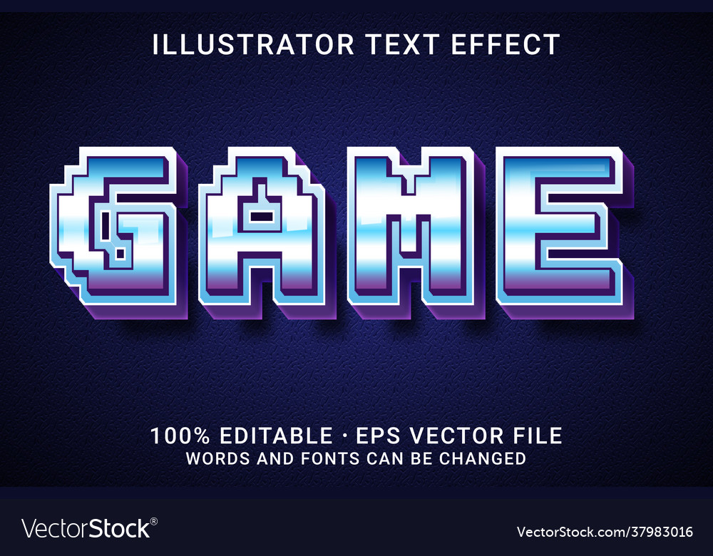 Game 3d -editable text effect Royalty Free Vector Image
