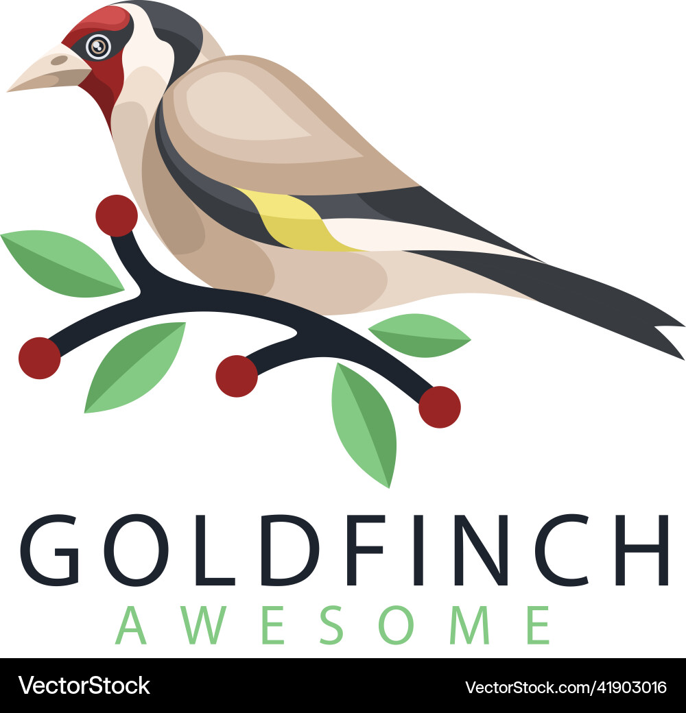 Goldfinch bird mascot logo Royalty Free Vector Image