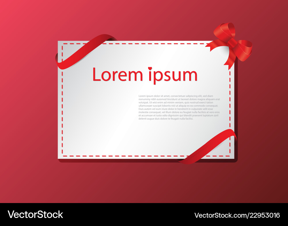 Greeting card with red ribbon Royalty Free Vector Image