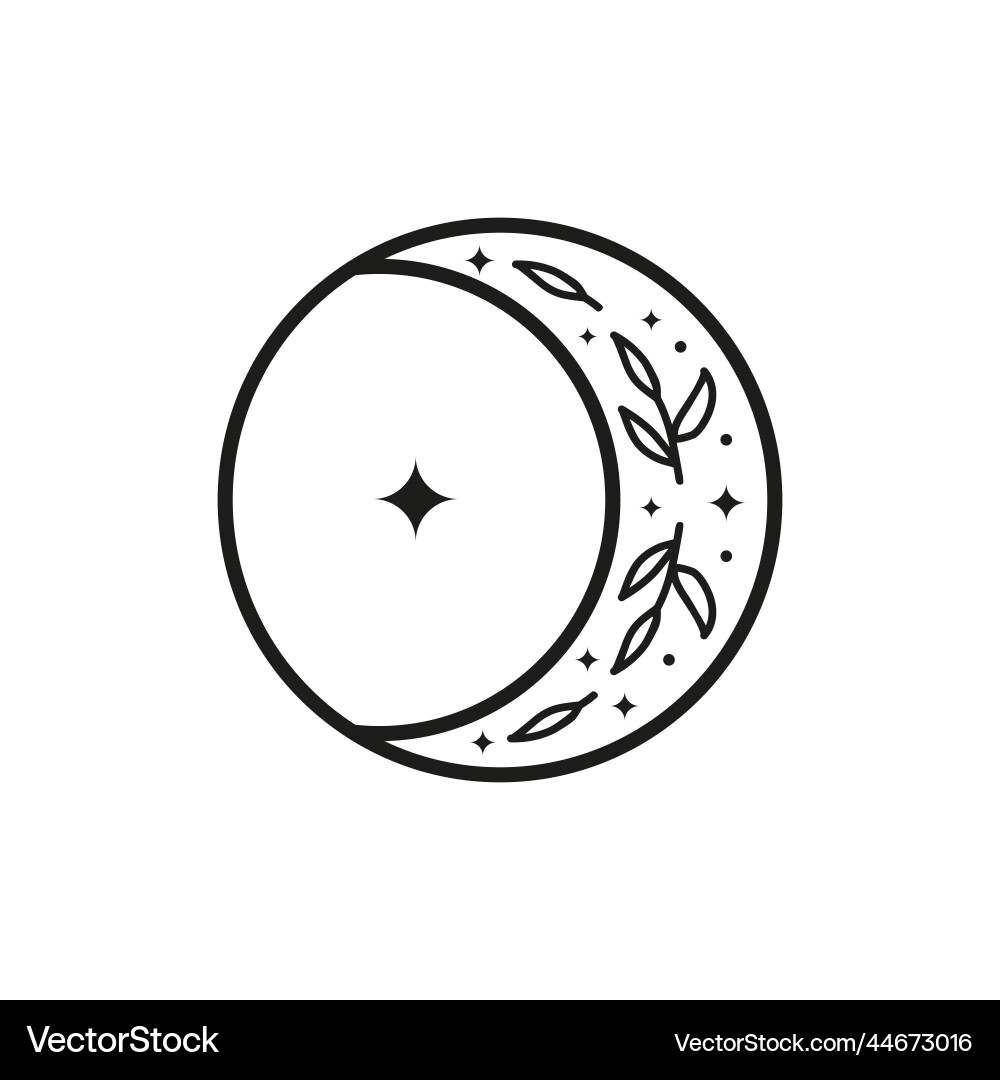 Hand drawn outline celestial bohemian moon icon Vector Image