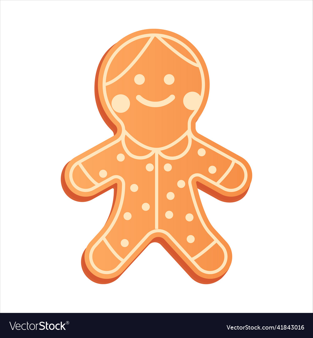 Holiday Gingerbread Man Cookie Cookie In Shape Vector Image