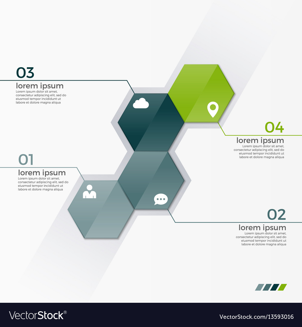 Infographic template with 4 hexagons Royalty Free Vector