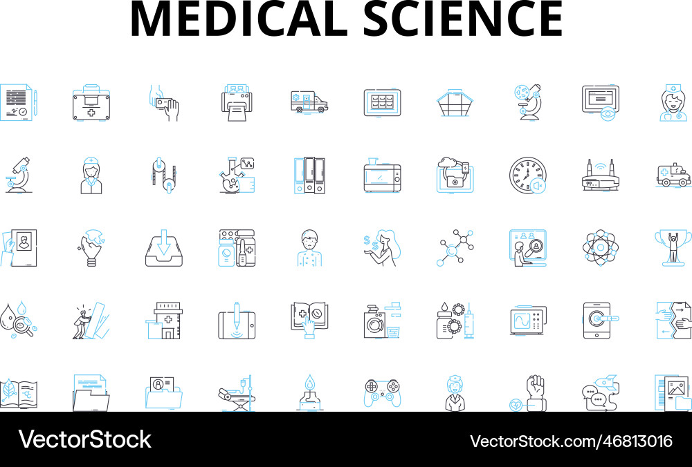 Medical science linear icons set diagnosis Vector Image