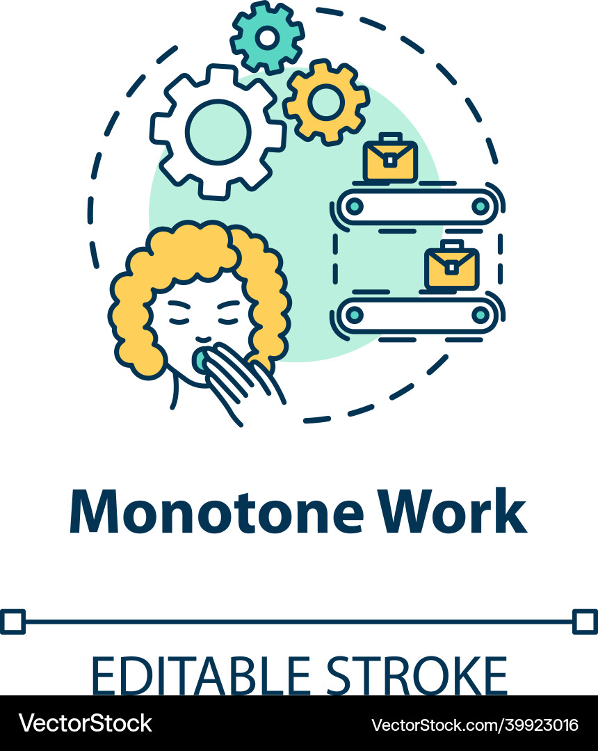 Monotone work concept icon woman yawning Vector Image