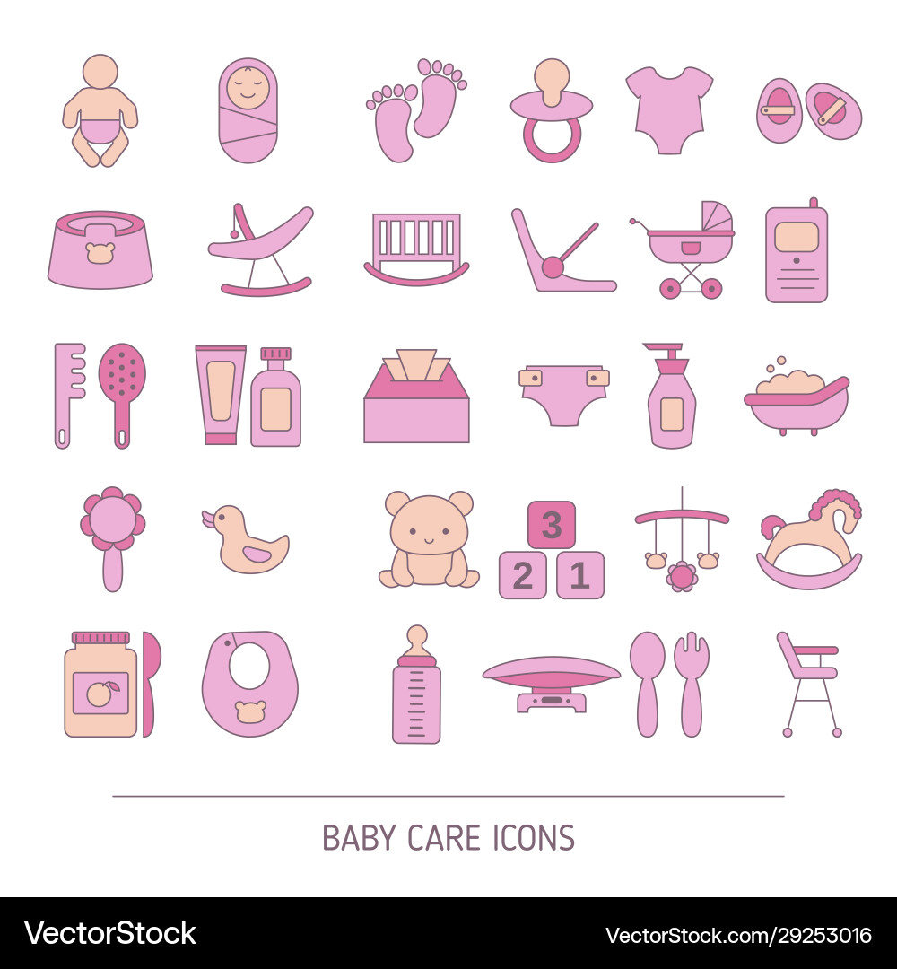 Set baby care icons Royalty Free Vector Image - VectorStock