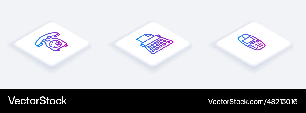 Set isometric line telephone handset retro Vector Image