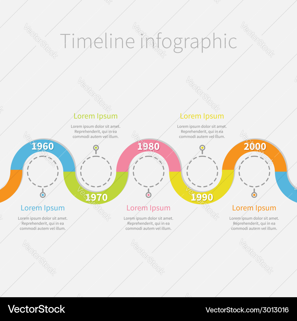 Timeline infographic with snail colored ribbon Vector Image