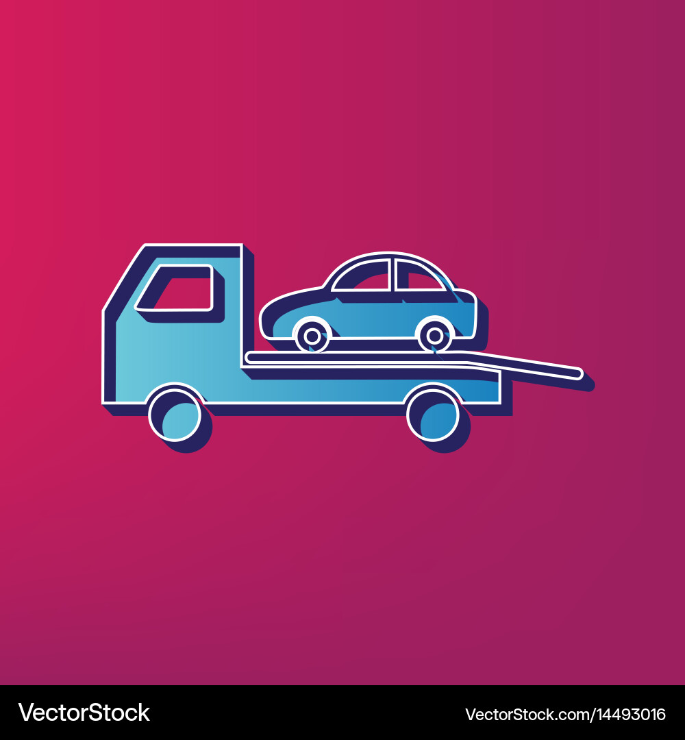 Tow car evacuation sign blue 3d printed Royalty Free Vector