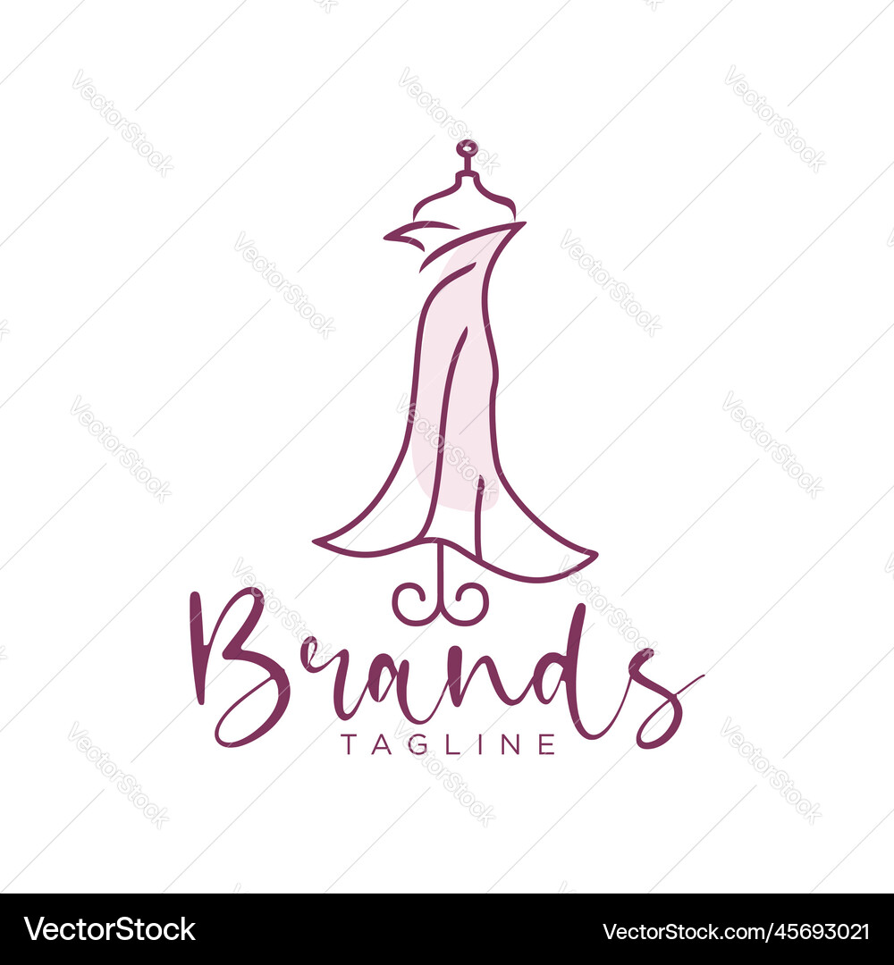 Bridal dress logo design template elegant wedding Vector Image