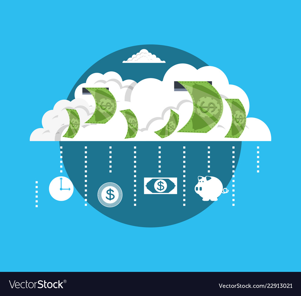 Cloud with bill dollar money Royalty Free Vector Image