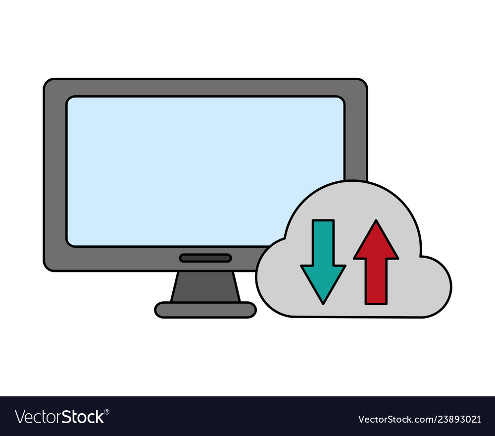 Computer monitor cloud storage Royalty Free Vector Image