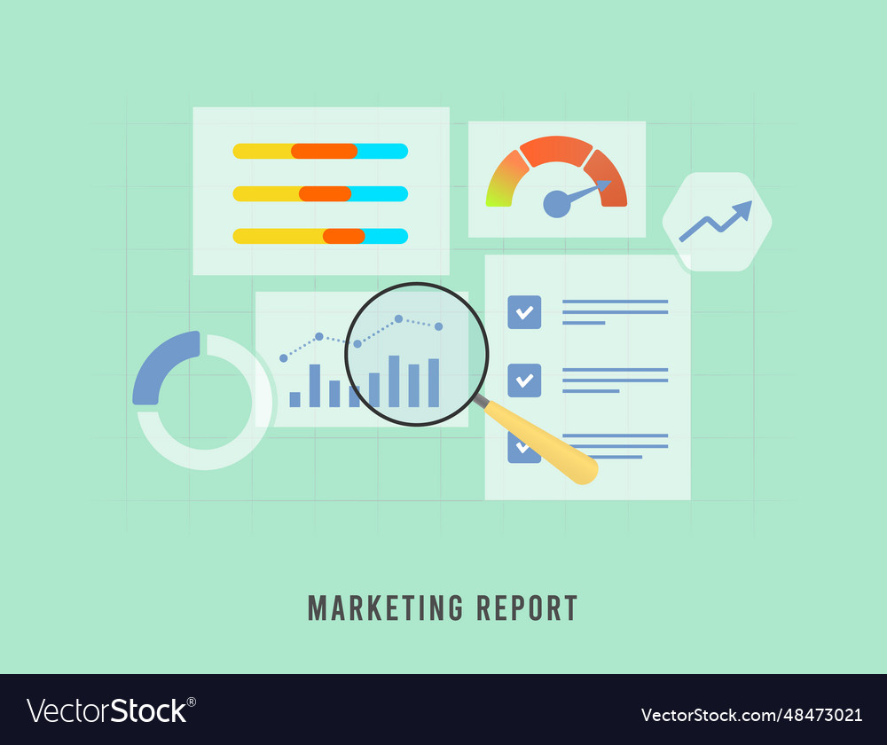 Digital marketing report - analyzing data seo Vector Image