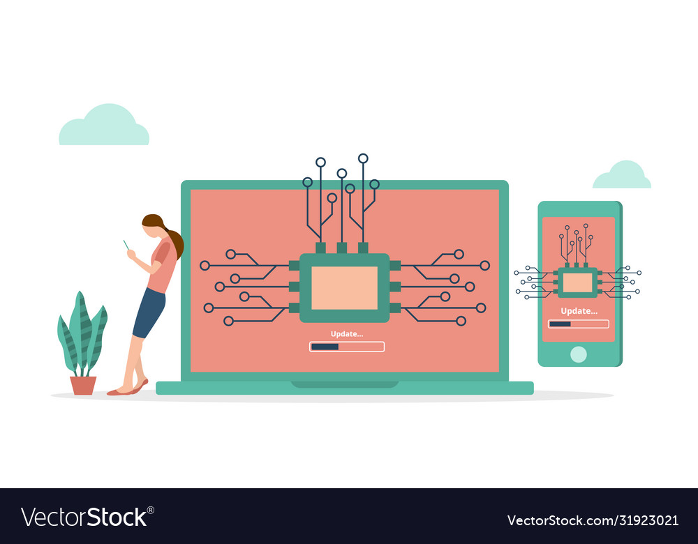Firmware system update computer and smartphone Vector Image