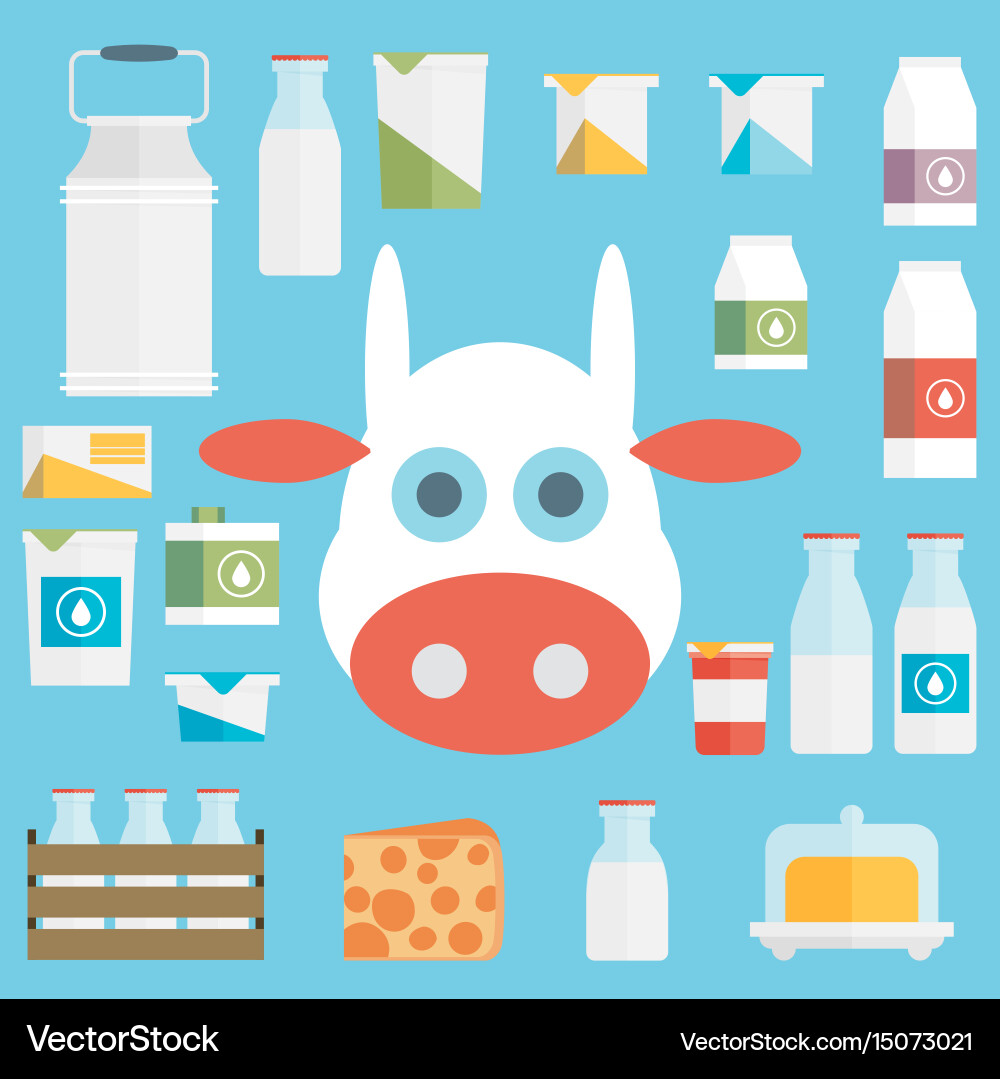 Flat milk icon set Royalty Free Vector Image - VectorStock