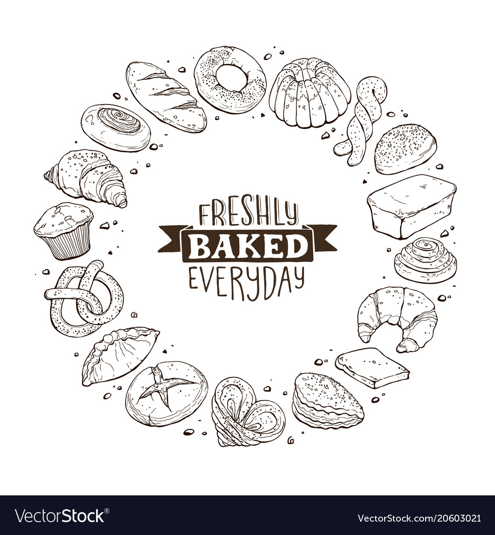 Fresh bread circle poster Royalty Free Vector Image