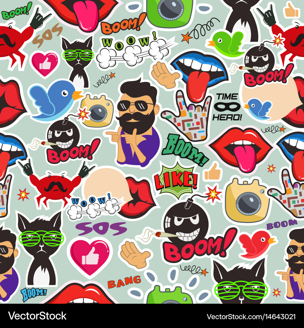 Graffiti seamless texture with social media signs Vector Image