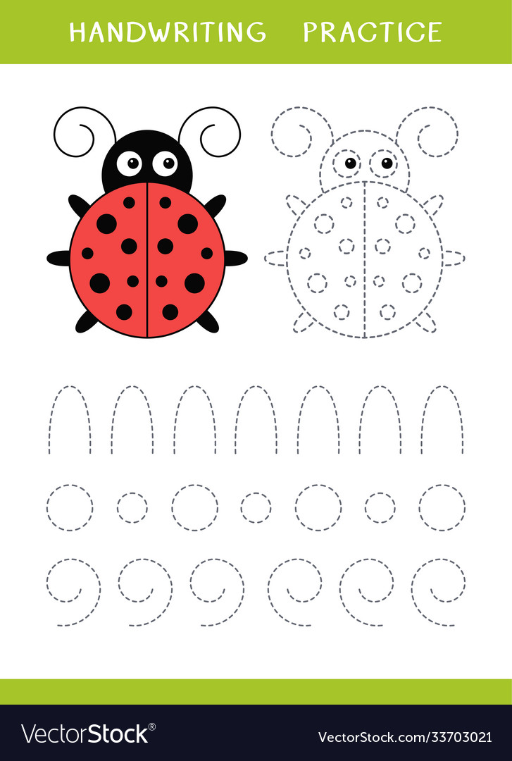 Handwriting practice sheet Royalty Free Vector Image