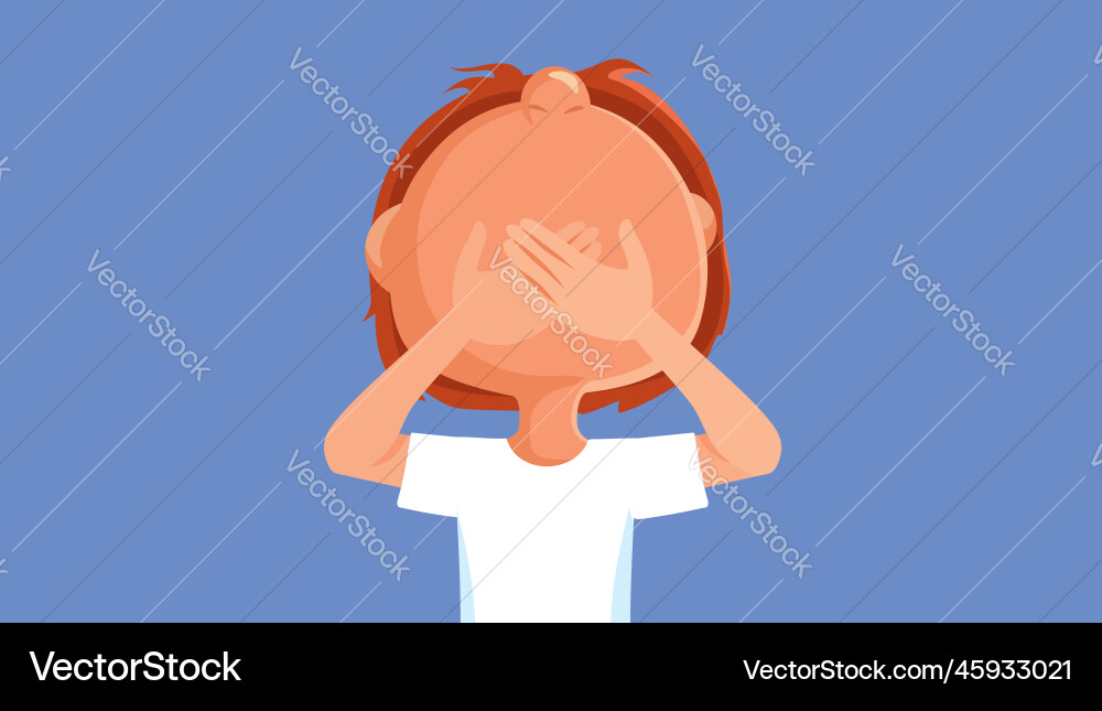 Little boy covering his mouth feeling sick Vector Image