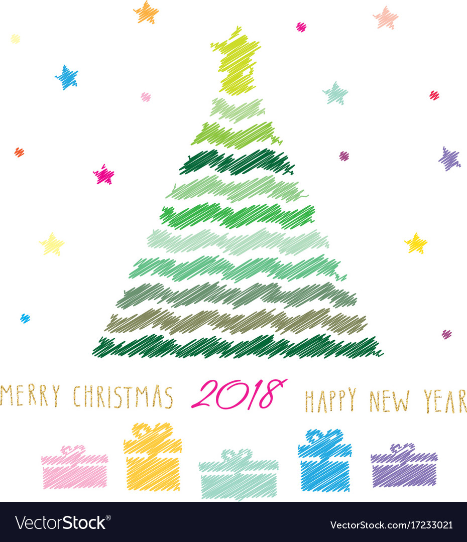 Merry christmas and happy new year 2018 card Vector Image