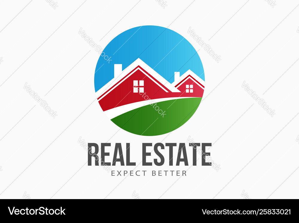 Real estate houses circle logo Royalty Free Vector Image