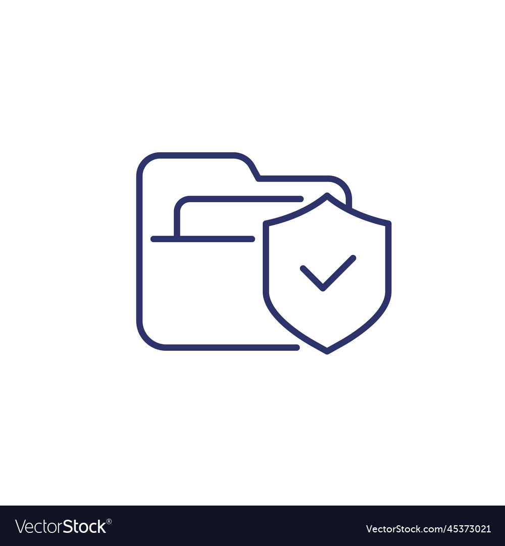 Secure Folder Line Icon With A Shield Royalty Free Vector
