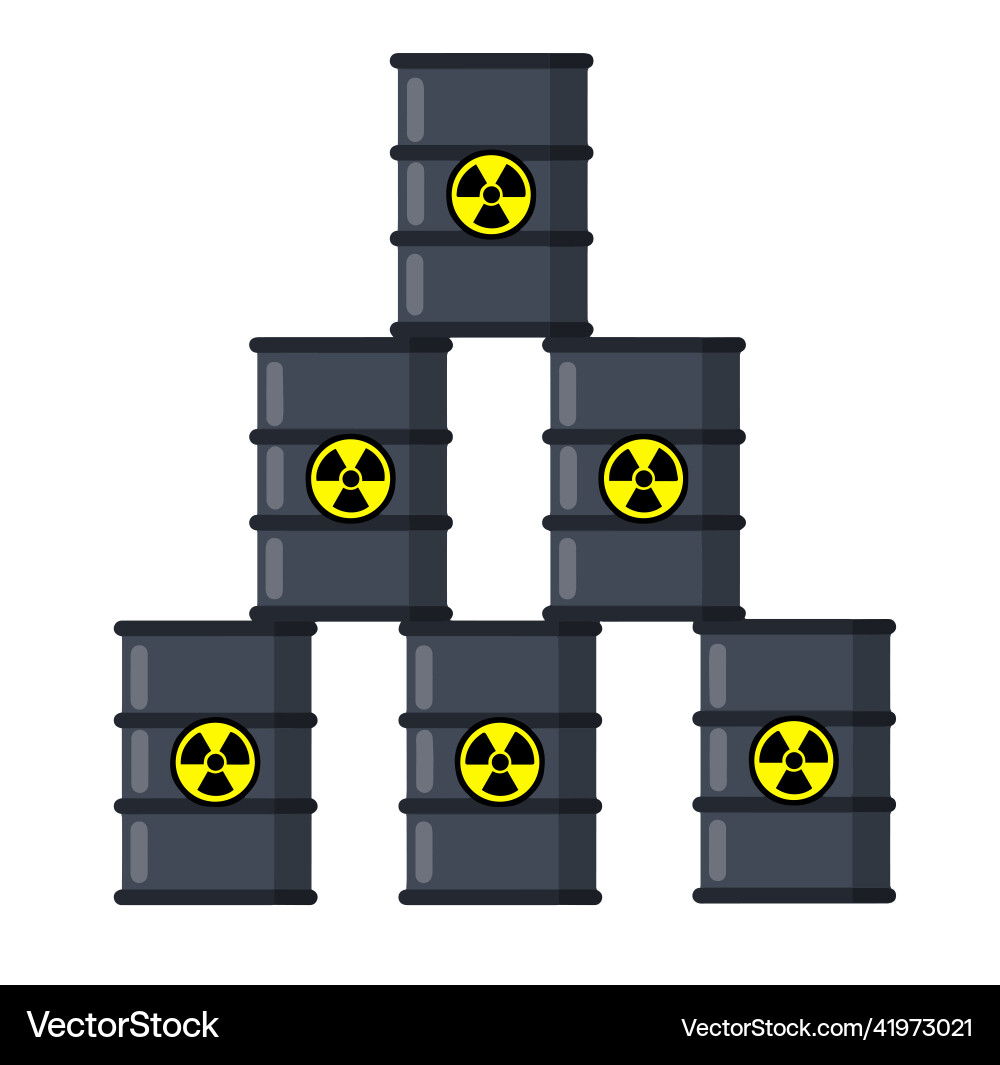 Stack of barrel of radioactive fuel Royalty Free Vector