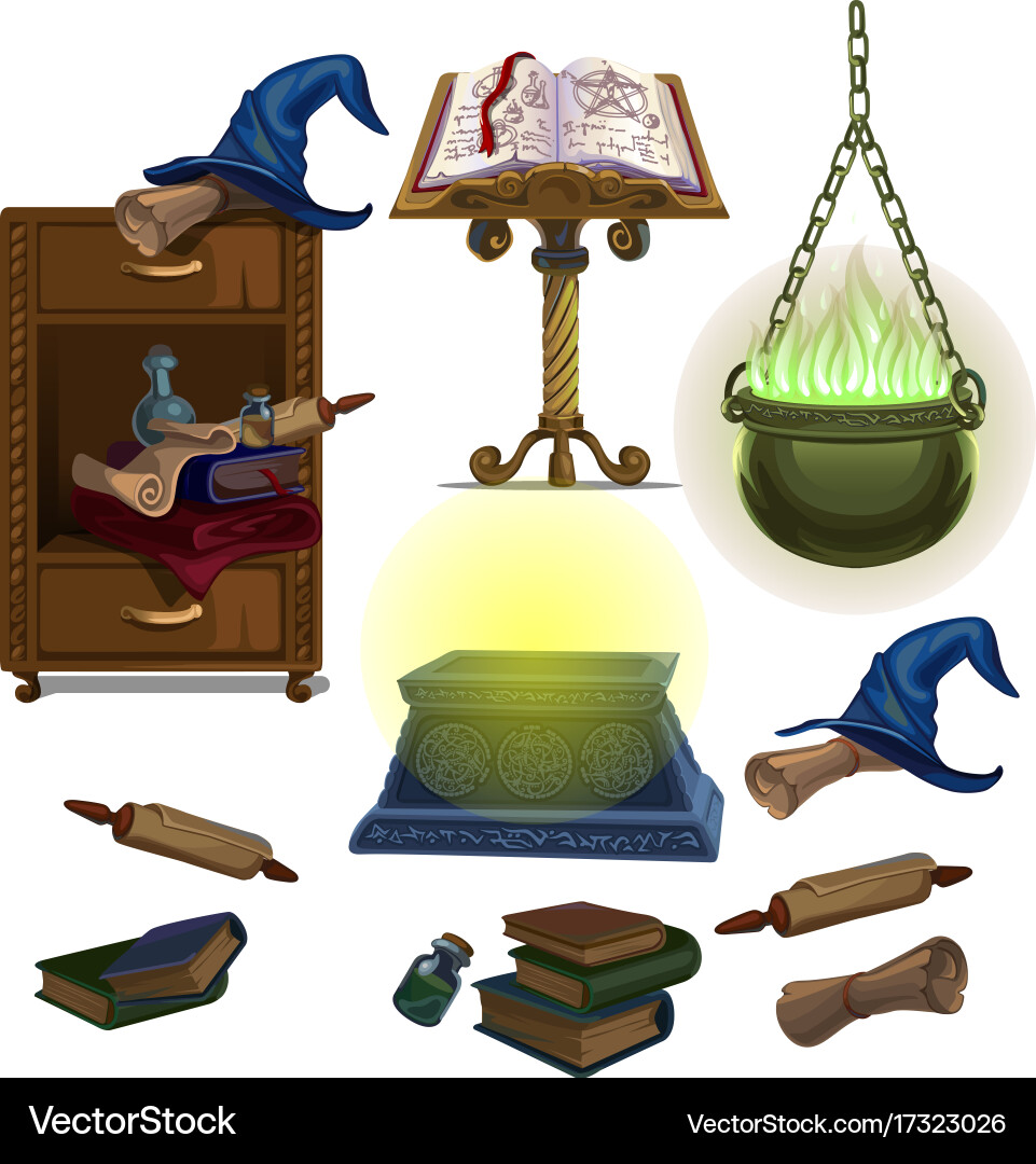 Acculite ancient manuscripts books potion hat Vector Image