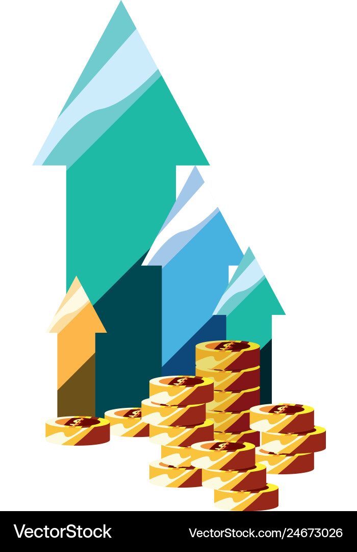 Coin finance up arrows Royalty Free Vector Image