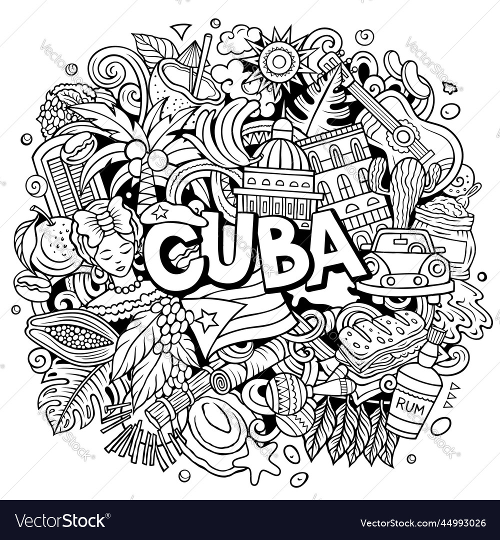 Cuba cartoon doodle funny cuban Royalty Free Vector Image