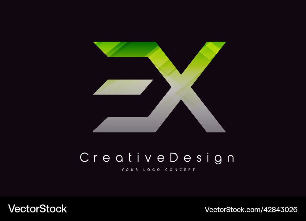 Ex letter logo design green texture creative icon Vector Image