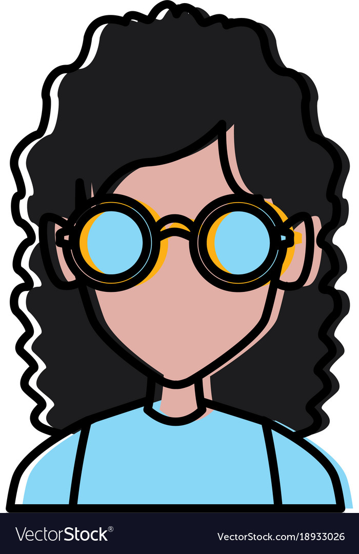 Geek girl with round frame glasses Royalty Free Vector Image