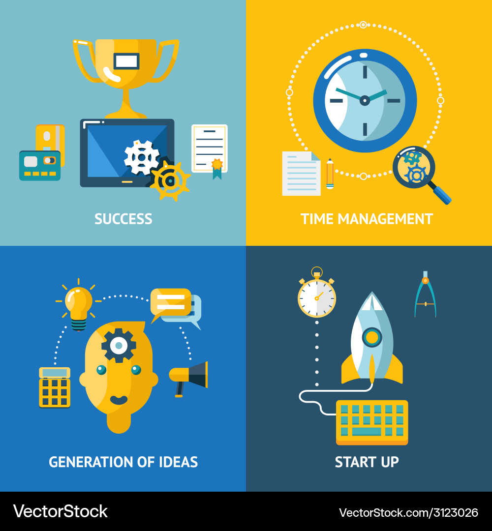 Generation of ideas start up time management Vector Image