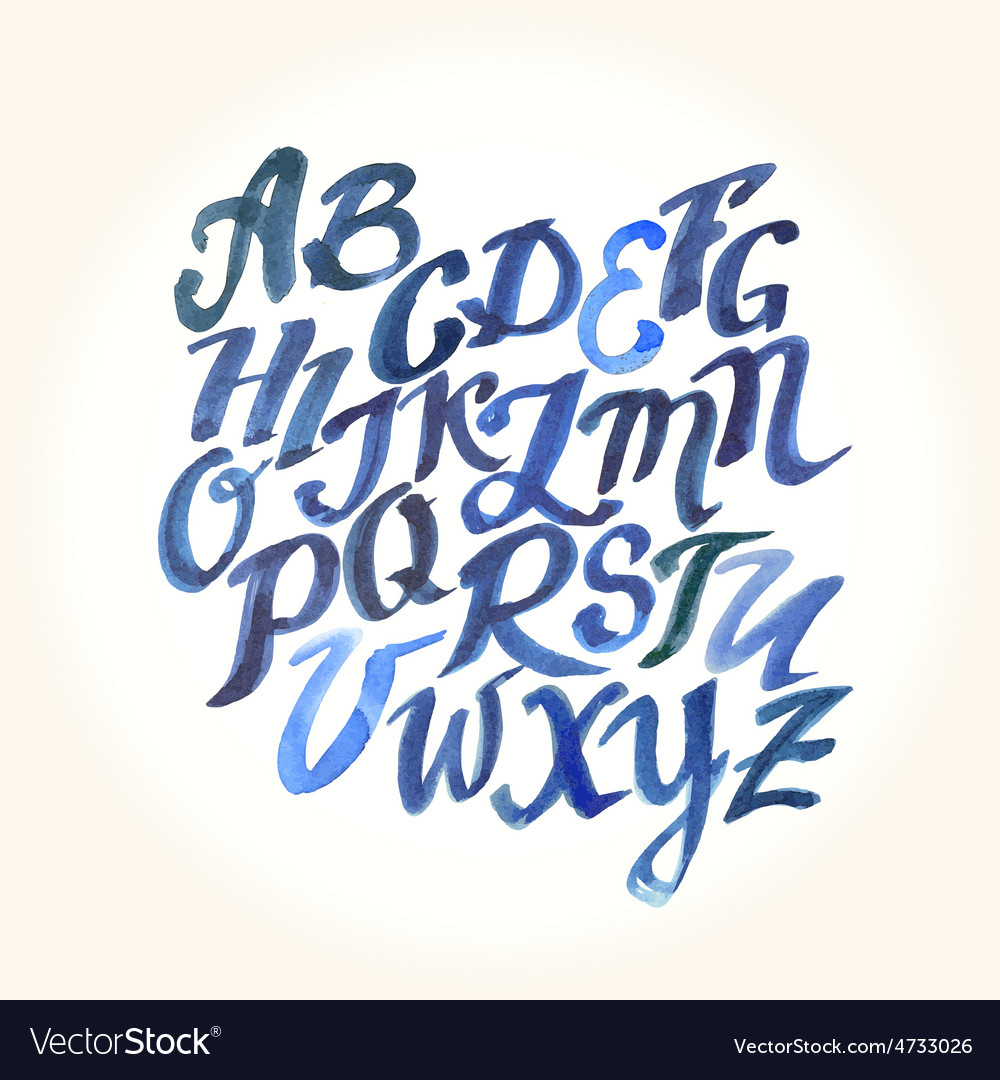 Hand drawn watercolor alphabet made Royalty Free Vector