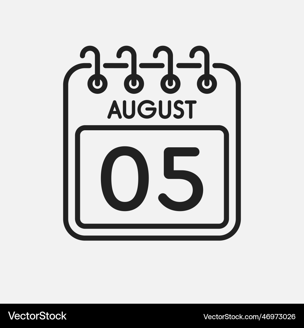 Icon page calendar day - 5 august Royalty Free Vector Image