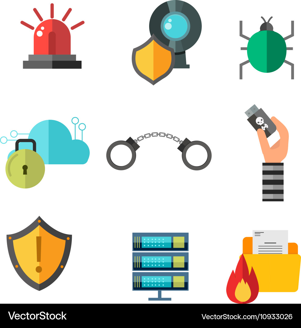 Internet safety icons isolated Royalty Free Vector Image
