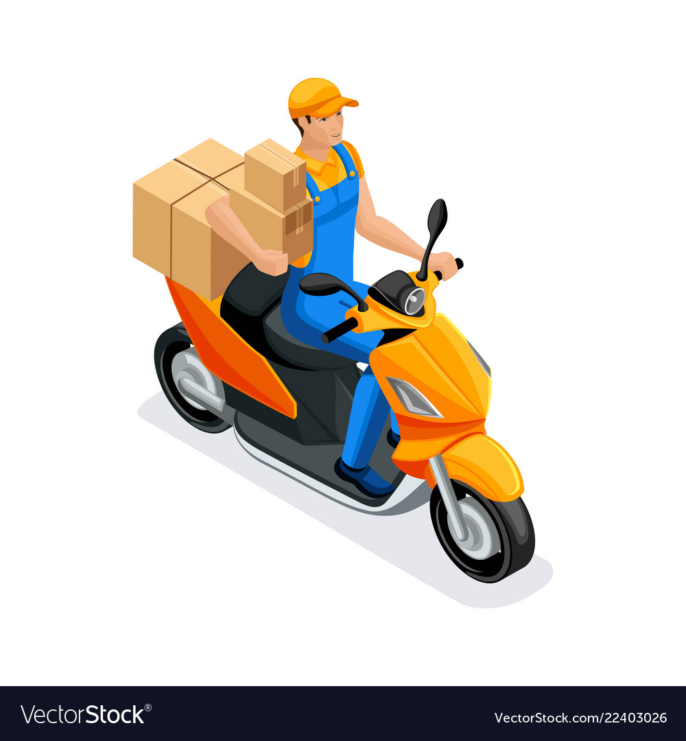 Isometric delivery order delivery Royalty Free Vector Image Isometric delivery order delivery Royalty Free Vector Image